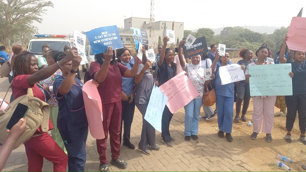 Nurses protest new certificate verification guidelines in Abuja - The ...