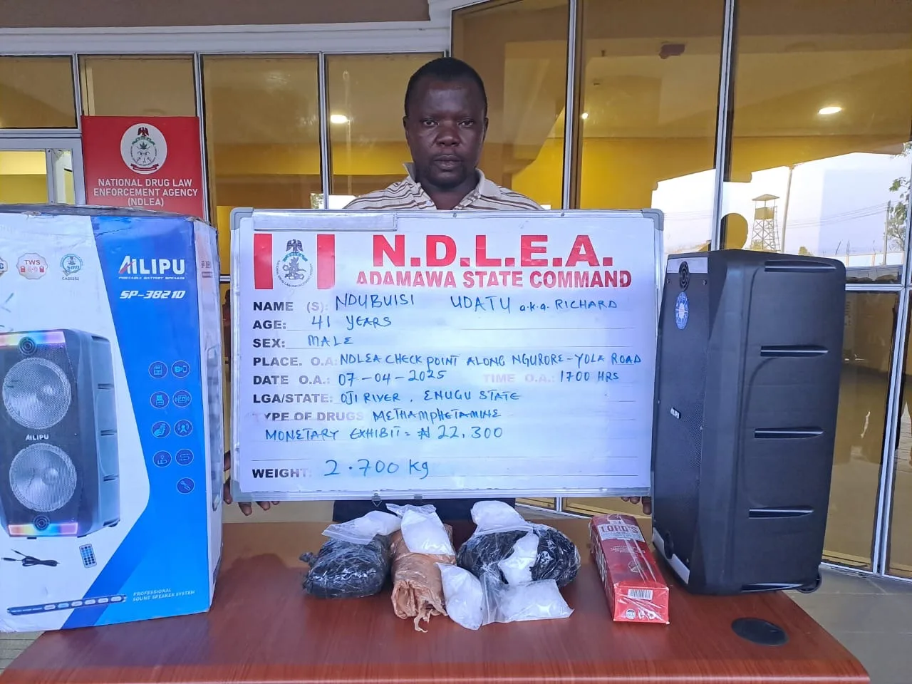NDLEA arrests Malaysian returnee with meth hidden in music speakers ...